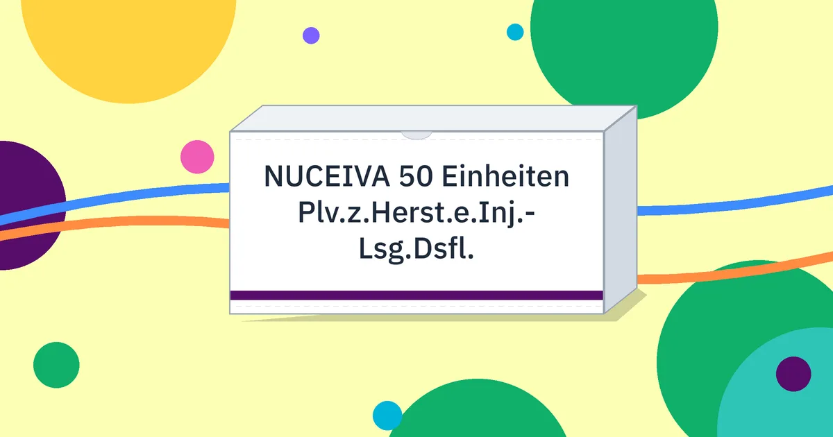 Symbolbild: Packung mit der Aufschrift NUCEIVA 50 Einheiten Plv.z.Herst.e.Inj.-Lsg.Dsfl. (PZN 17619519) – Verfügbarkeit und Bezug in Apotheken in Frankfurt am Main