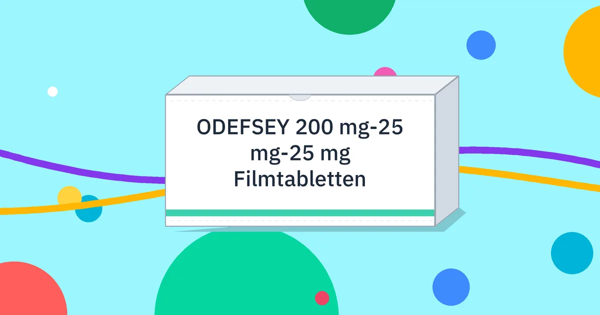 Symbolbild: Packung mit der Aufschrift ODEFSEY 200 mg-25 mg-25 mg Filmtabletten (PZN 15416404) – Verfügbarkeit und Bezug in Apotheken in Frankfurt am Main