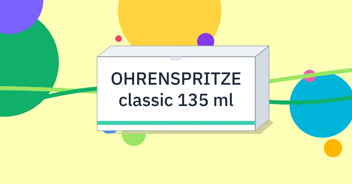 Symbolbild: Packung mit der Aufschrift OHRENSPRITZE classic 135 ml (PZN 02819796) – Verfügbarkeit und Bezug in Apotheken in Frankfurt am Main