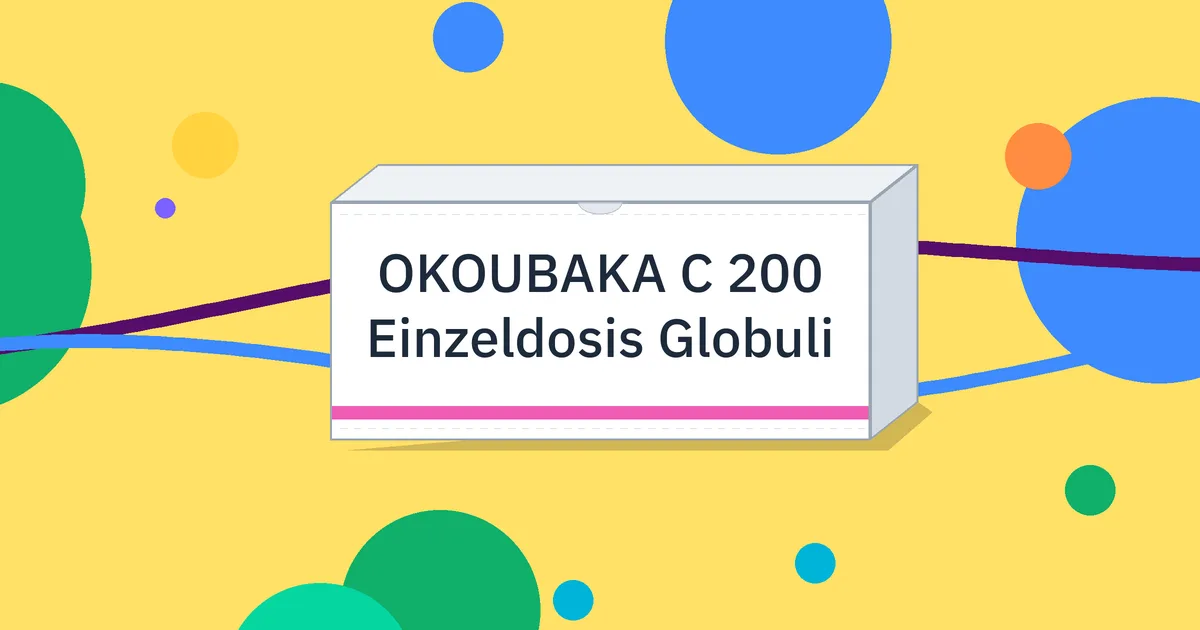 Symbolbild: Packung mit der Aufschrift OKOUBAKA C 200 Einzeldosis Globuli (PZN 01948793) – Verfügbarkeit und Bezug in Apotheken in Frankfurt am Main