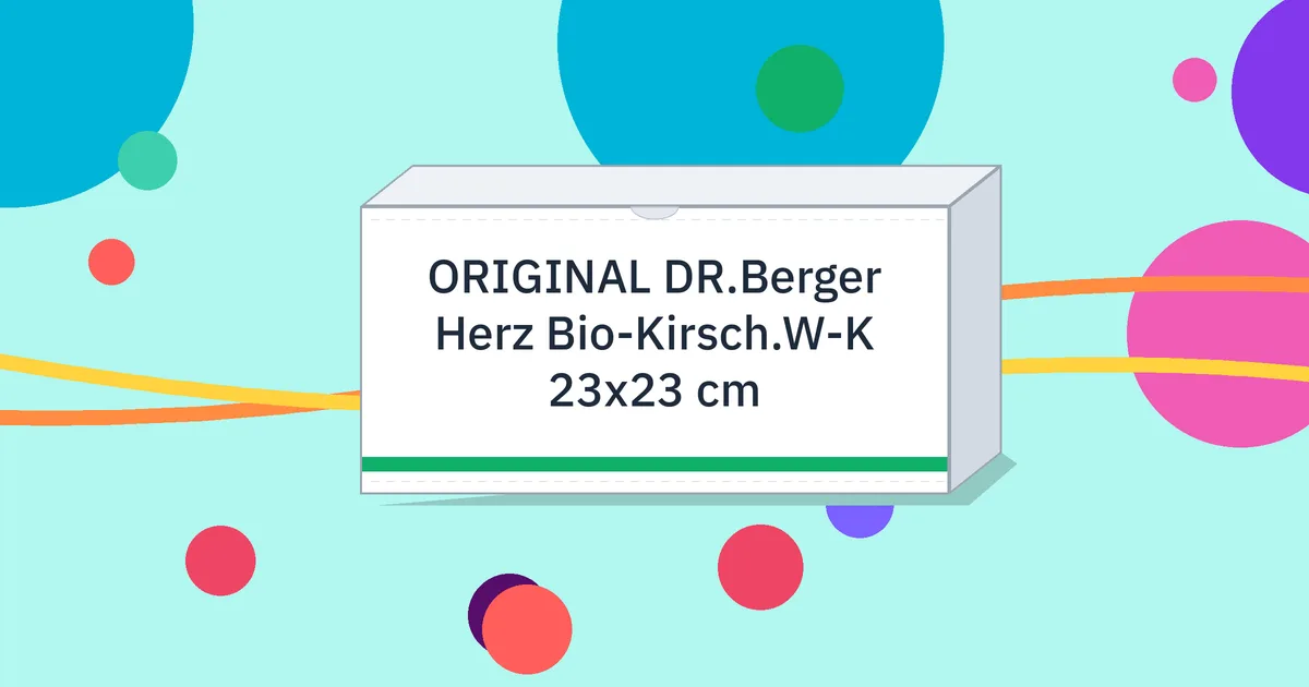 Symbolbild: Packung mit der Aufschrift ORIGINAL DR.Berger Herz Bio-Kirsch.W-K 23x23 cm (PZN 11865051) – Verfügbarkeit und Bezug in Apotheken in Frankfurt am Main