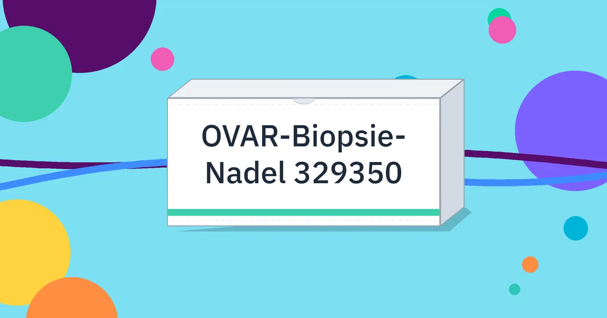Symbolbild: Packung mit der Aufschrift OVAR-Biopsie-Nadel 329350 (PZN 18677045) – Verfügbarkeit und Bezug in Apotheken in Frankfurt am Main