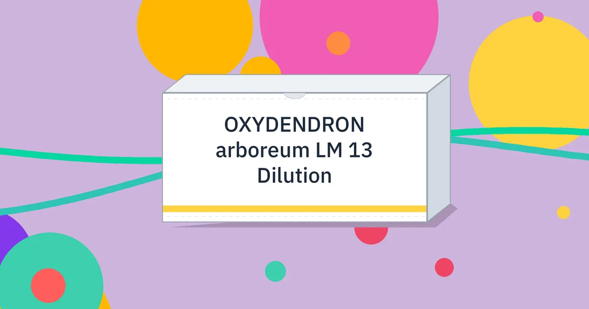 Symbolbild: Packung mit der Aufschrift OXYDENDRON arboreum LM 13 Dilution (PZN 13629432) – Verfügbarkeit und Bezug in Apotheken in Frankfurt am Main