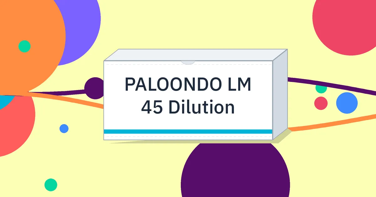 Symbolbild: Packung mit der Aufschrift PALOONDO LM 45 Dilution (PZN 13630576) – Verfügbarkeit und Bezug in Apotheken in Frankfurt am Main