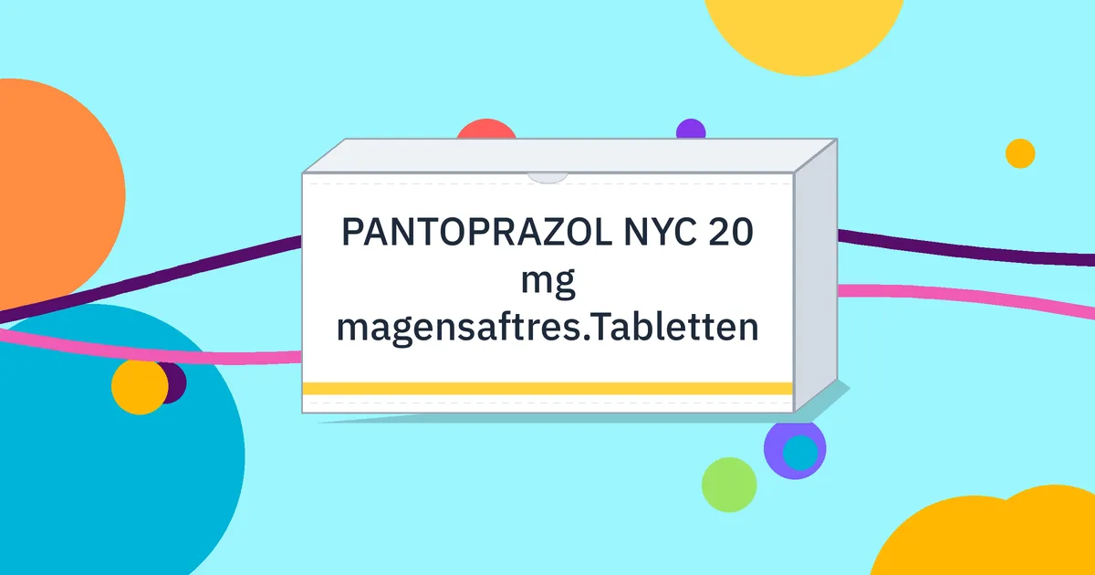 Symbolbild: Packung mit der Aufschrift PANTOPRAZOL NYC 20 mg magensaftres.Tabletten (PZN 07265109) – Verfügbarkeit und Bezug in Apotheken in Frankfurt am Main