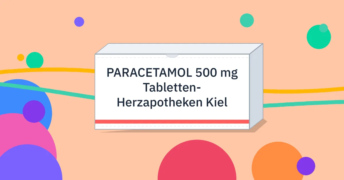 Symbolbild: Packung mit der Aufschrift PARACETAMOL 500 mg Tabletten-Herzapotheken Kiel (PZN 13971550) – Verfügbarkeit und Bezug in Apotheken in Frankfurt am Main