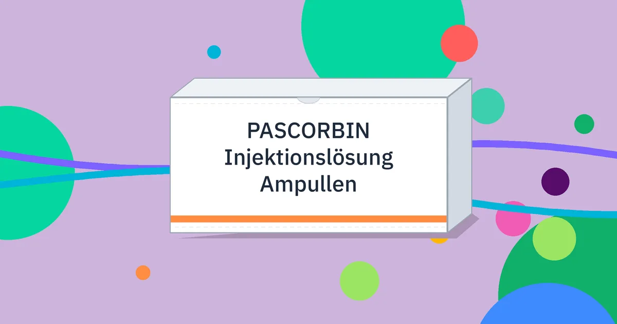 Symbolbild: Packung mit der Aufschrift PASCORBIN Injektionslösung Ampullen (PZN 00150343) – Verfügbarkeit und Bezug in Apotheken in Frankfurt am Main
