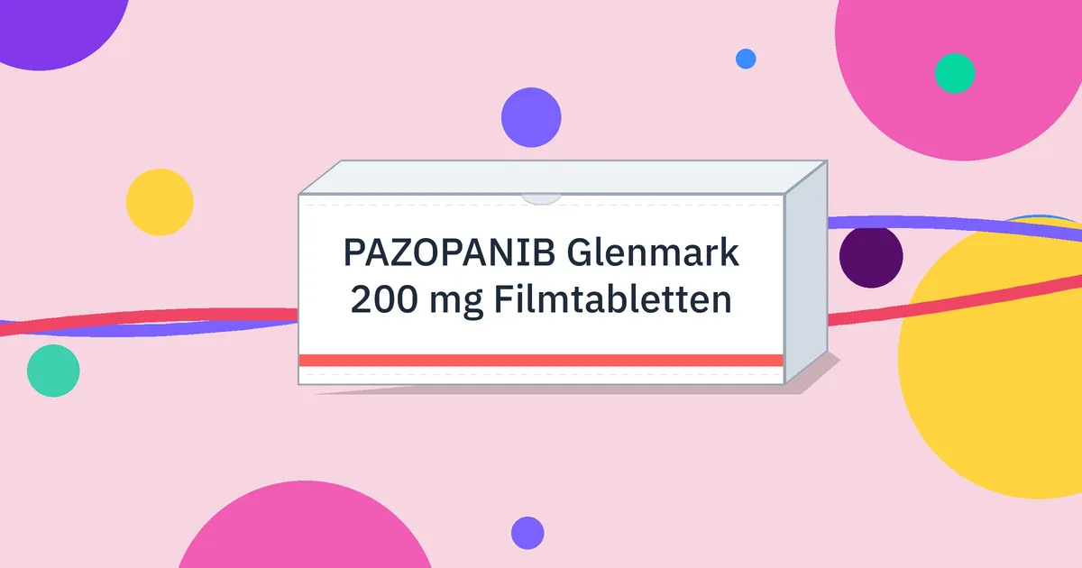 Symbolbild: Packung mit der Aufschrift PAZOPANIB Glenmark 200 mg Filmtabletten (PZN 19823595) – Verfügbarkeit und Bezug in Apotheken in Frankfurt am Main