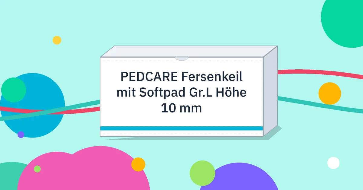 Symbolbild: Packung mit der Aufschrift PEDCARE Fersenkeil mit Softpad Gr.L Höhe 10 mm (PZN 13964202) – Verfügbarkeit und Bezug in Apotheken in Frankfurt am Main