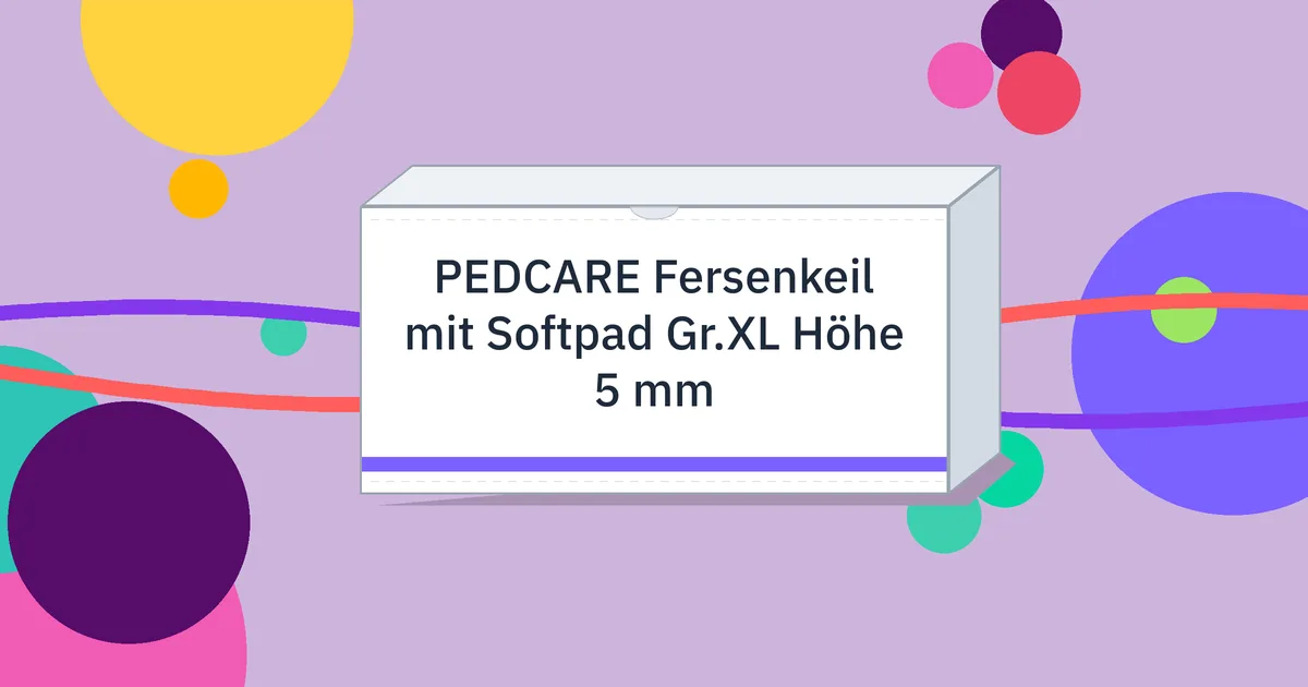 Symbolbild: Packung mit der Aufschrift PEDCARE Fersenkeil mit Softpad Gr.XL Höhe 5 mm (PZN 13964277) – Verfügbarkeit und Bezug in Apotheken in Frankfurt am Main