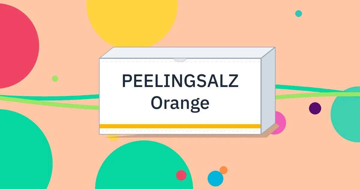 Symbolbild: Packung mit der Aufschrift PEELINGSALZ Orange (PZN 03693541) – Verfügbarkeit und Bezug in Apotheken in Frankfurt am Main