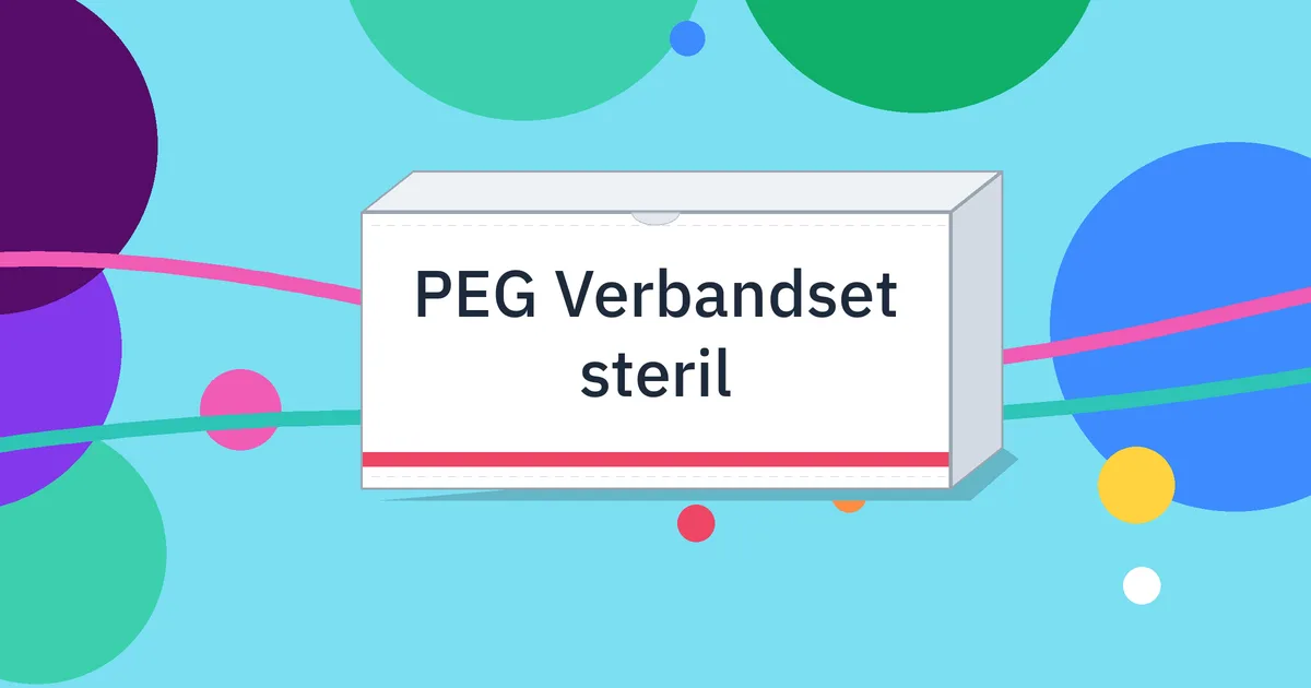 Symbolbild: Packung mit der Aufschrift PEG Verbandset steril (PZN 04770054) – Verfügbarkeit und Bezug in Apotheken in Frankfurt am Main