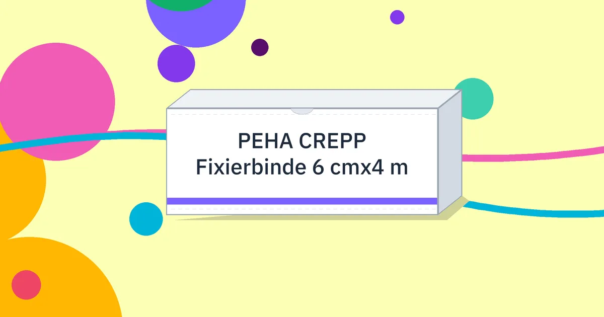 Symbolbild: Packung mit der Aufschrift PEHA CREPP Fixierbinde 6 cmx4 m (PZN 03664551) – Verfügbarkeit und Bezug in Apotheken in Frankfurt am Main