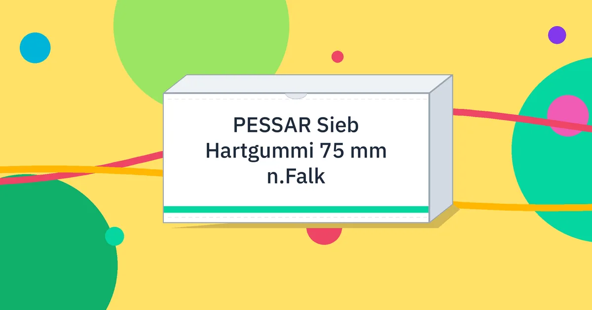 Symbolbild: Packung mit der Aufschrift PESSAR Sieb Hartgummi 75 mm n.Falk (PZN 01734276) – Verfügbarkeit und Bezug in Apotheken in Frankfurt am Main