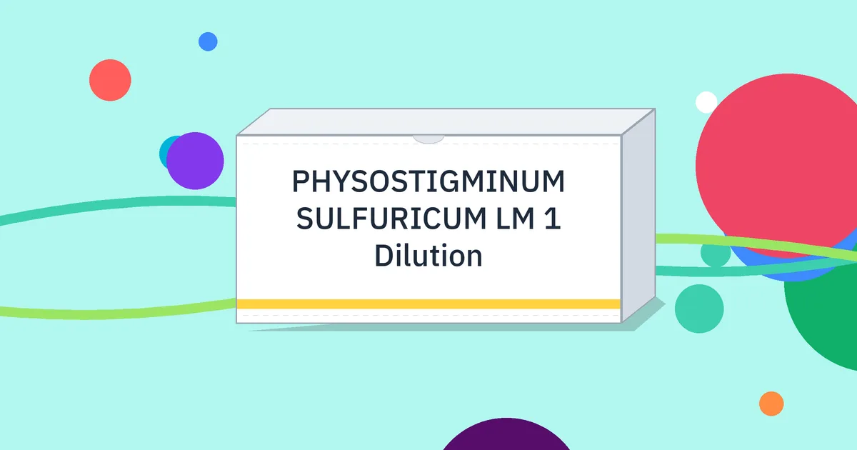 Symbolbild: Packung mit der Aufschrift PHYSOSTIGMINUM SULFURICUM LM 1 Dilution (PZN 13640037) – Verfügbarkeit und Bezug in Apotheken in Frankfurt am Main