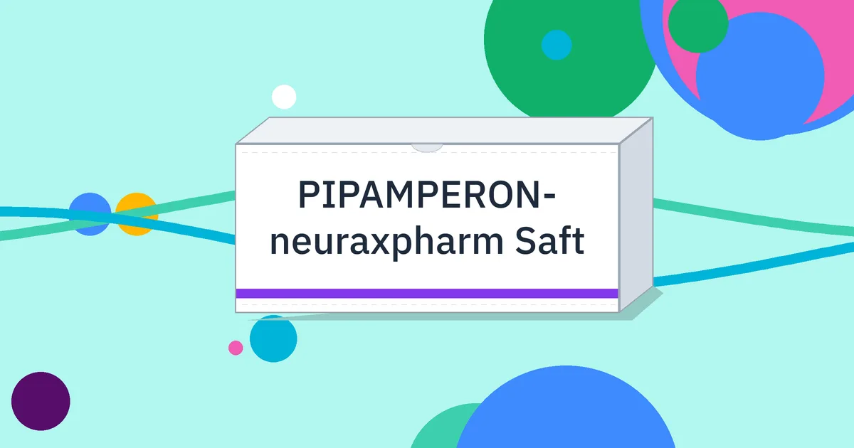 Symbolbild: Packung mit der Aufschrift PIPAMPERON-neuraxpharm Saft (PZN 02572249) – Verfügbarkeit und Bezug in Apotheken in Frankfurt am Main