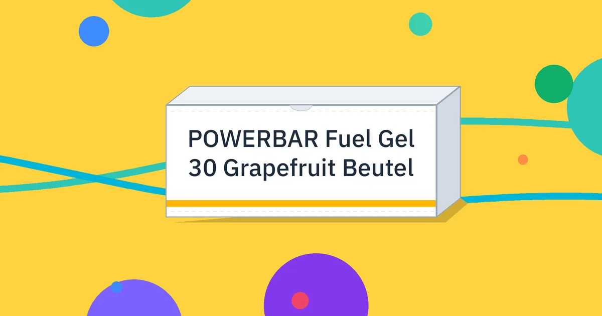 Symbolbild: Packung mit der Aufschrift POWERBAR Fuel Gel 30 Grapefruit Beutel (PZN 20304328) – Verfügbarkeit und Bezug in Apotheken in Frankfurt am Main
