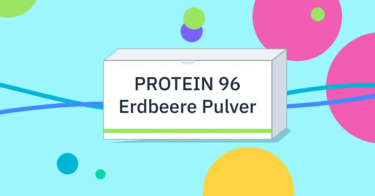 Symbolbild: Packung mit der Aufschrift PROTEIN 96 Erdbeere Pulver (PZN 10533855) – Verfügbarkeit und Bezug in Apotheken in Frankfurt am Main