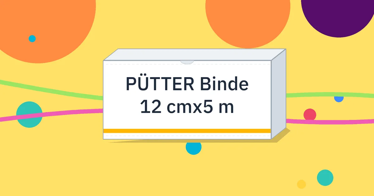 Symbolbild: Packung mit der Aufschrift PÜTTER Binde 12 cmx5 m (PZN 19900812) – Verfügbarkeit und Bezug in Apotheken in Frankfurt am Main