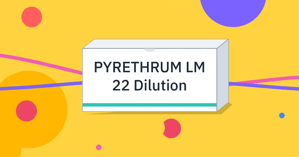 Symbolbild: Packung mit der Aufschrift PYRETHRUM LM 22 Dilution (PZN 13671894) – Verfügbarkeit und Bezug in Apotheken in Frankfurt am Main