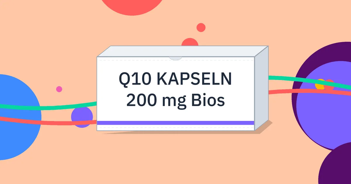 Symbolbild: Packung mit der Aufschrift Q10 KAPSELN 200 mg Bios (PZN 04038301) – Verfügbarkeit und Bezug in Apotheken in Frankfurt am Main