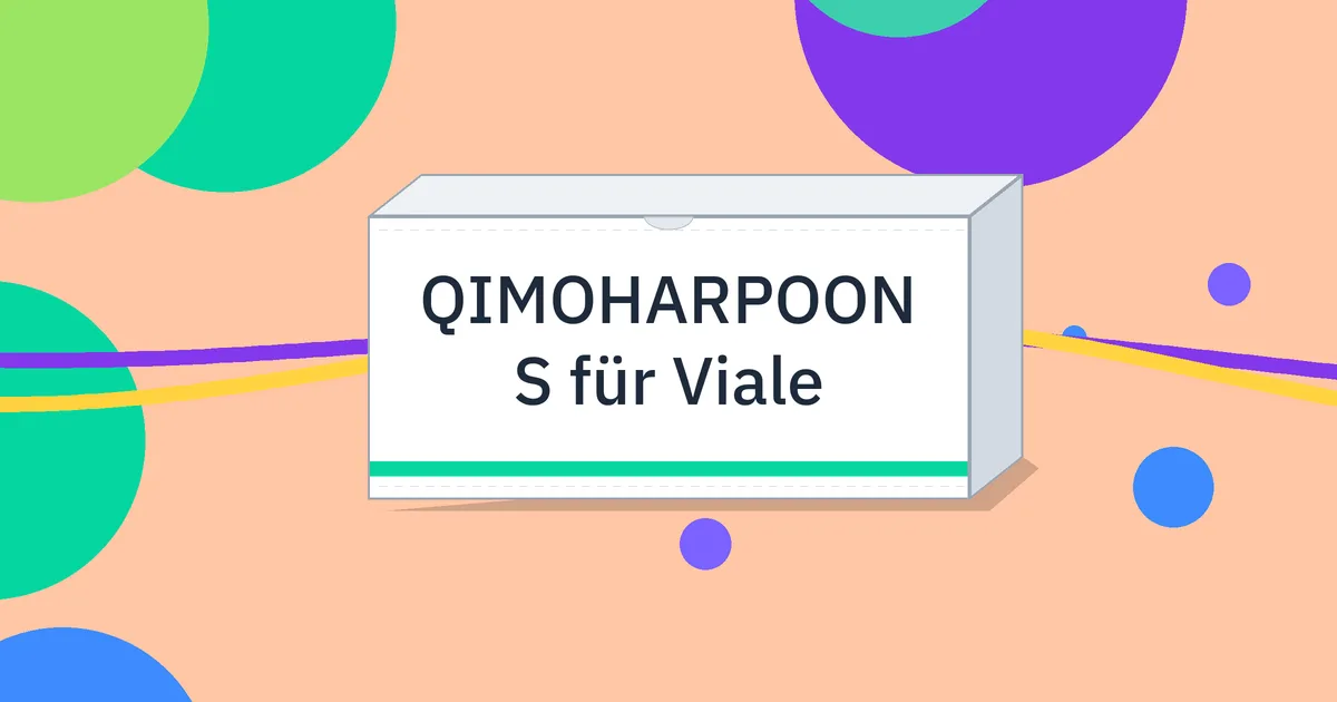 Symbolbild: Packung mit der Aufschrift QIMOHARPOON S für Viale (PZN 14288022) – Verfügbarkeit und Bezug in Apotheken in Frankfurt am Main
