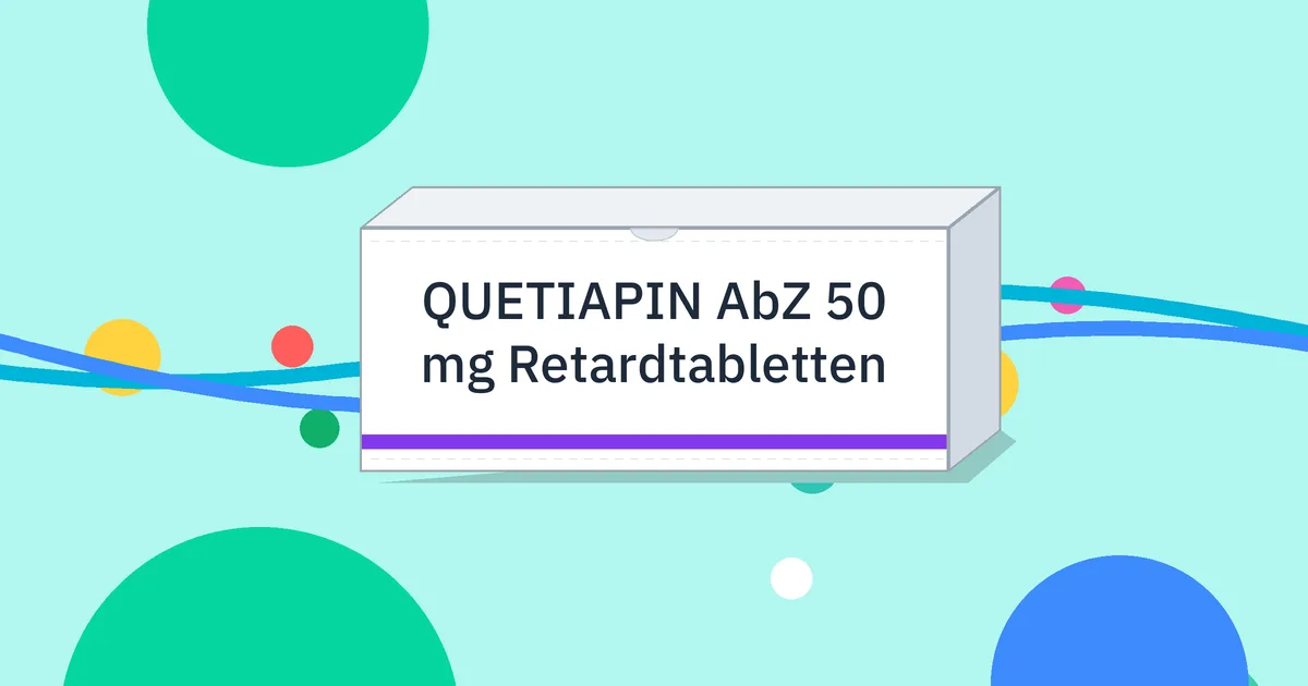 Symbolbild: Packung mit der Aufschrift QUETIAPIN AbZ 50 mg Retardtabletten (PZN 09272906) – Verfügbarkeit und Bezug in Apotheken in Frankfurt am Main