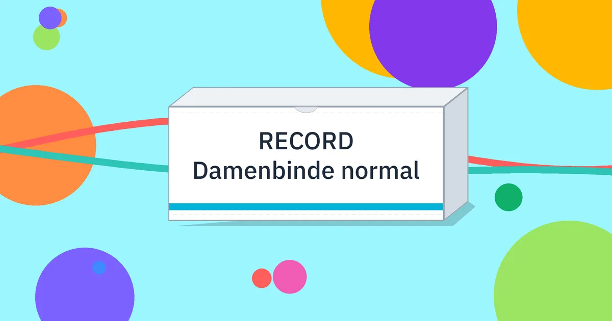 Symbolbild: Packung mit der Aufschrift RECORD Damenbinde normal (PZN 18156381) – Verfügbarkeit und Bezug in Apotheken in Frankfurt am Main