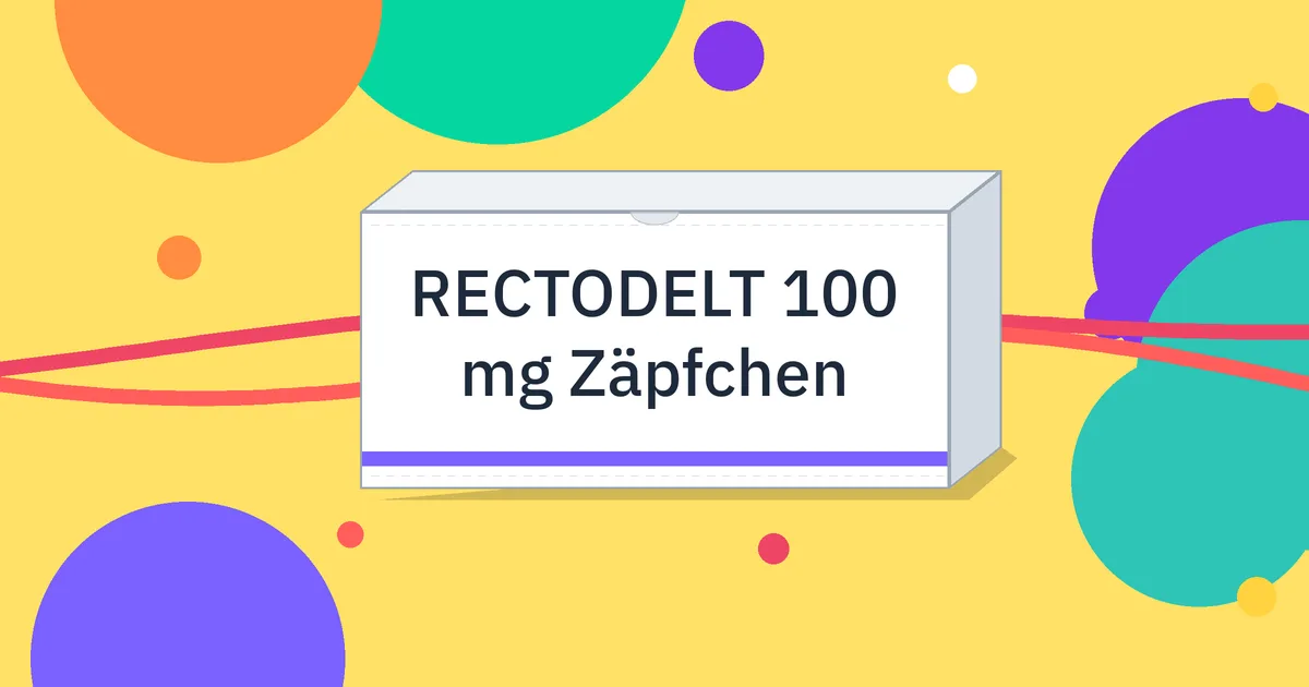 Symbolbild: Packung mit der Aufschrift RECTODELT 100 mg Zäpfchen (PZN 01982181) – Verfügbarkeit und Bezug in Apotheken in Frankfurt am Main