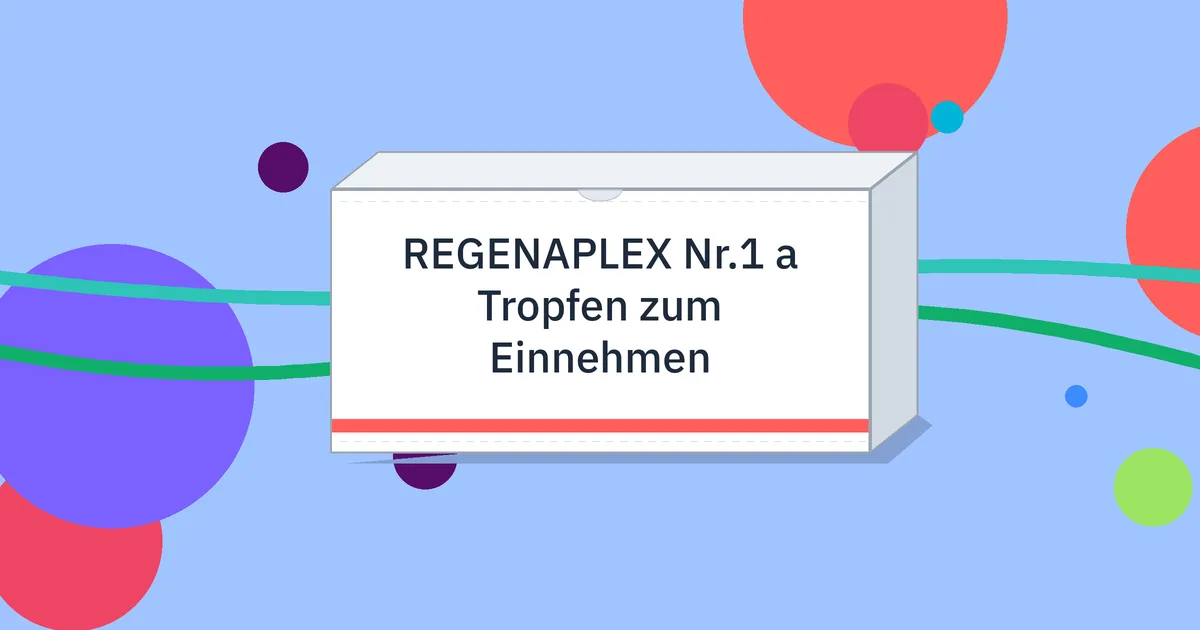 Symbolbild: Packung mit der Aufschrift REGENAPLEX Nr.1 a Tropfen zum Einnehmen (PZN 02641849) – Verfügbarkeit und Bezug in Apotheken in Frankfurt am Main