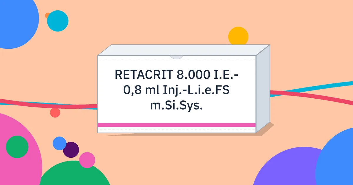 Symbolbild: Packung mit der Aufschrift RETACRIT 8.000 I.E.-0,8 ml Inj.-L.i.e.FS m.Si.Sys. (PZN 14136217) – Verfügbarkeit und Bezug in Apotheken in Frankfurt am Main
