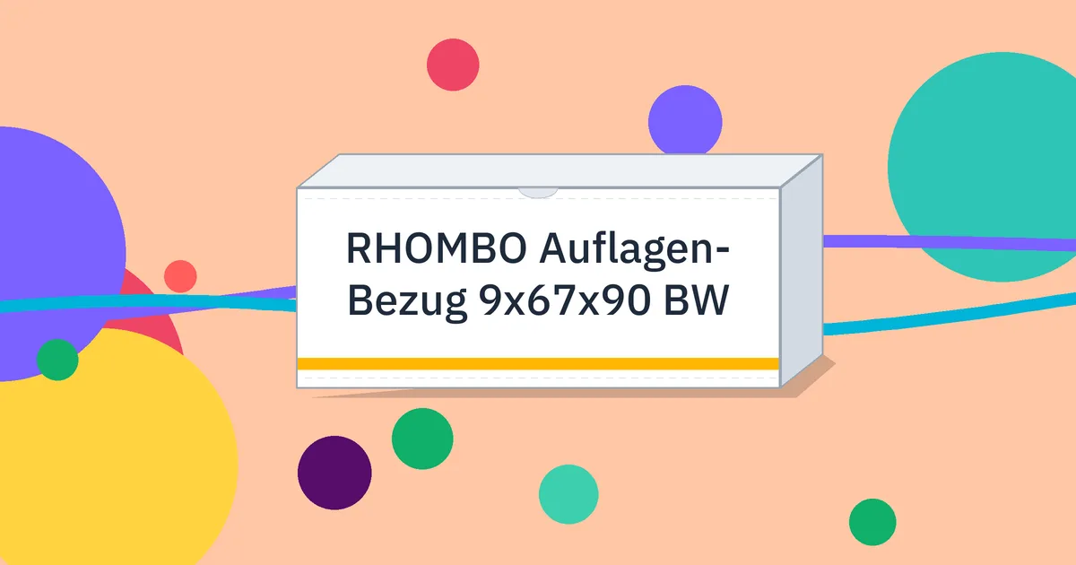 Symbolbild: Packung mit der Aufschrift RHOMBO Auflagen-Bezug 9x67x90 BW (PZN 03948202) – Verfügbarkeit und Bezug in Apotheken in Frankfurt am Main