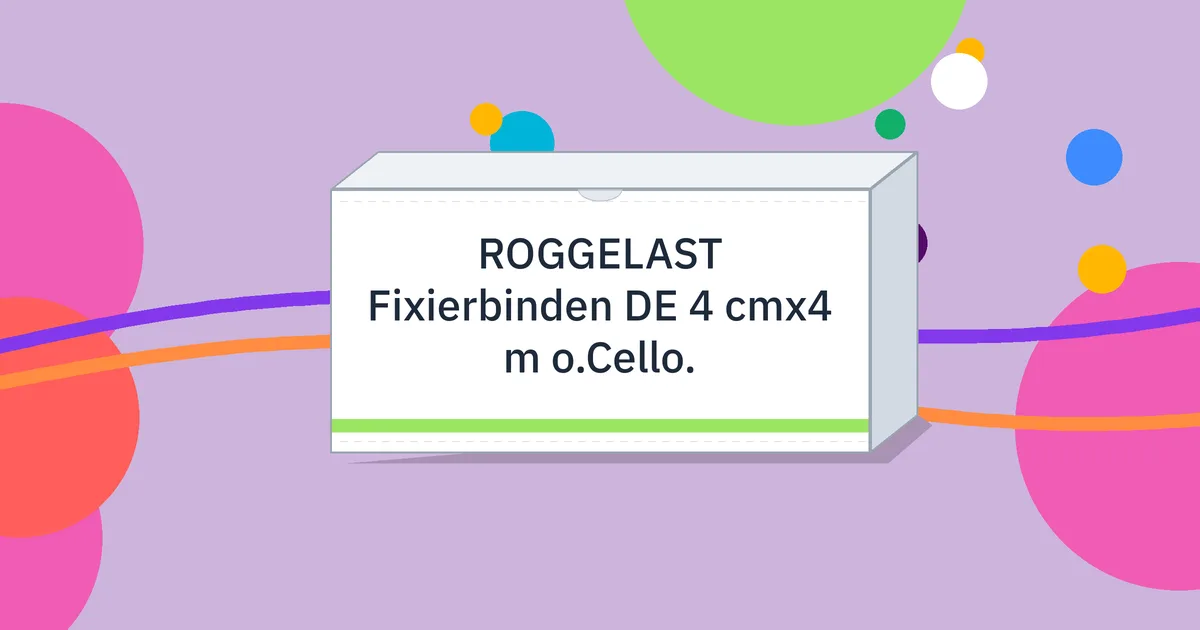 Symbolbild: Packung mit der Aufschrift ROGGELAST Fixierbinden DE 4 cmx4 m o.Cello. (PZN 18375249) – Verfügbarkeit und Bezug in Apotheken in Frankfurt am Main