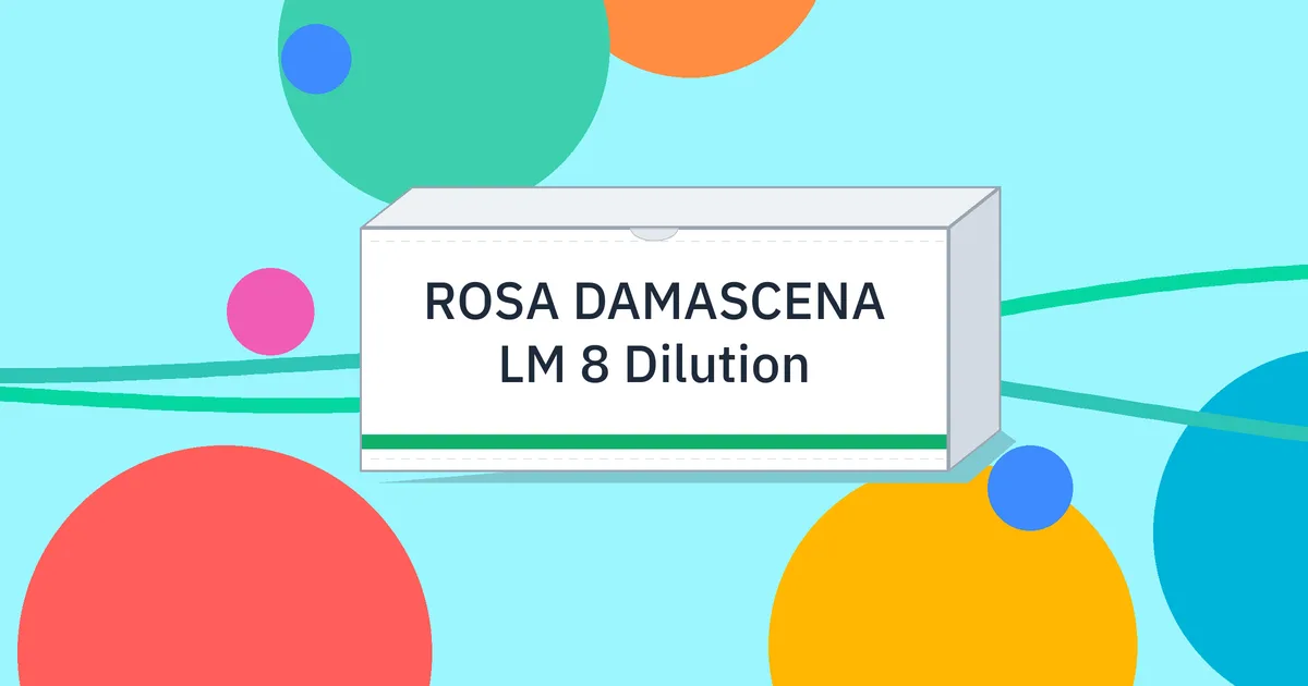 Symbolbild: Packung mit der Aufschrift ROSA DAMASCENA LM 8 Dilution (PZN 13056226) – Verfügbarkeit und Bezug in Apotheken in Frankfurt am Main