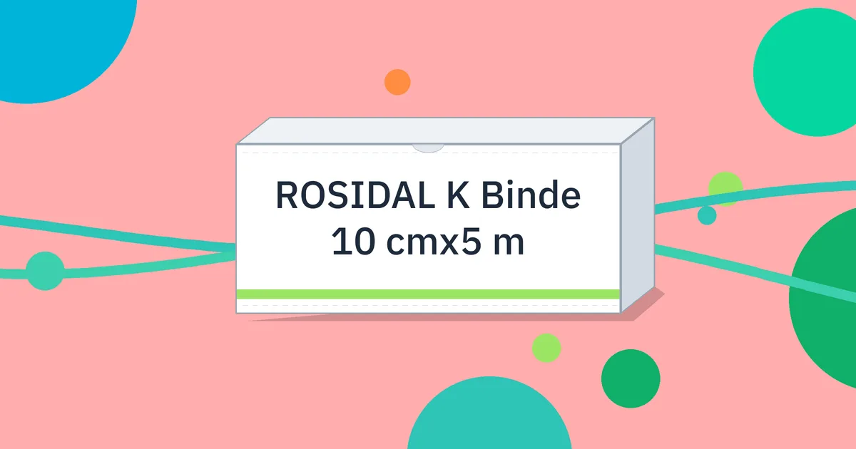Symbolbild: Packung mit der Aufschrift ROSIDAL K Binde 10 cmx5 m (PZN 19144500) – Verfügbarkeit und Bezug in Apotheken in Frankfurt am Main