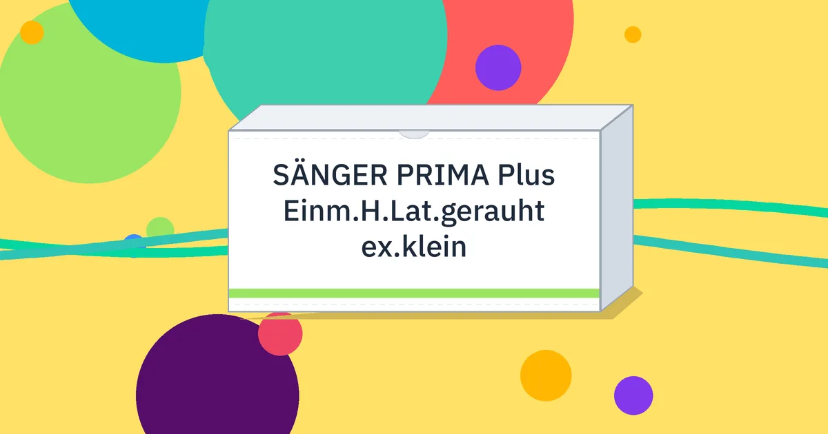 Symbolbild: Packung mit der Aufschrift SÄNGER PRIMA Plus Einm.H.Lat.gerauht ex.klein (PZN 00289294) – Verfügbarkeit und Bezug in Apotheken in Frankfurt am Main