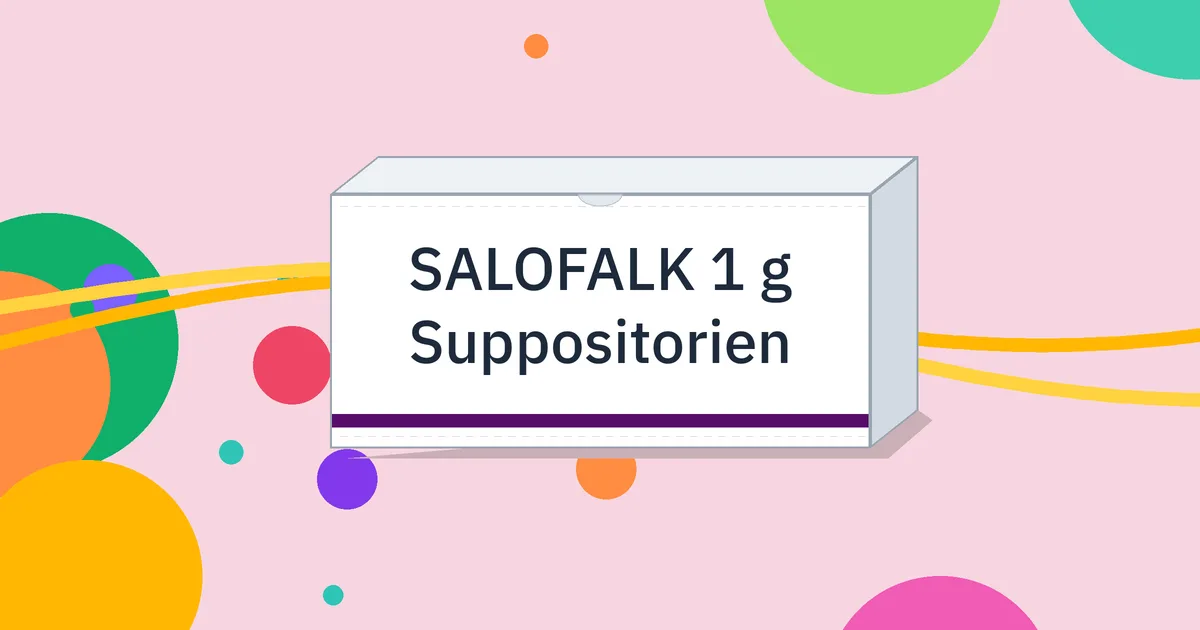 Symbolbild: Packung mit der Aufschrift SALOFALK 1 g Suppositorien (PZN 14026977) – Verfügbarkeit und Bezug in Apotheken in Frankfurt am Main