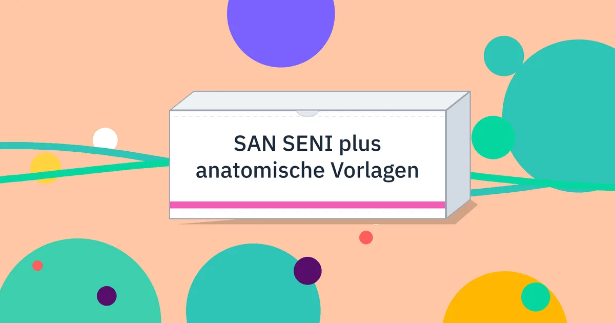 Symbolbild: Packung mit der Aufschrift SAN SENI plus anatomische Vorlagen (PZN 16327766) – Verfügbarkeit und Bezug in Apotheken in Frankfurt am Main