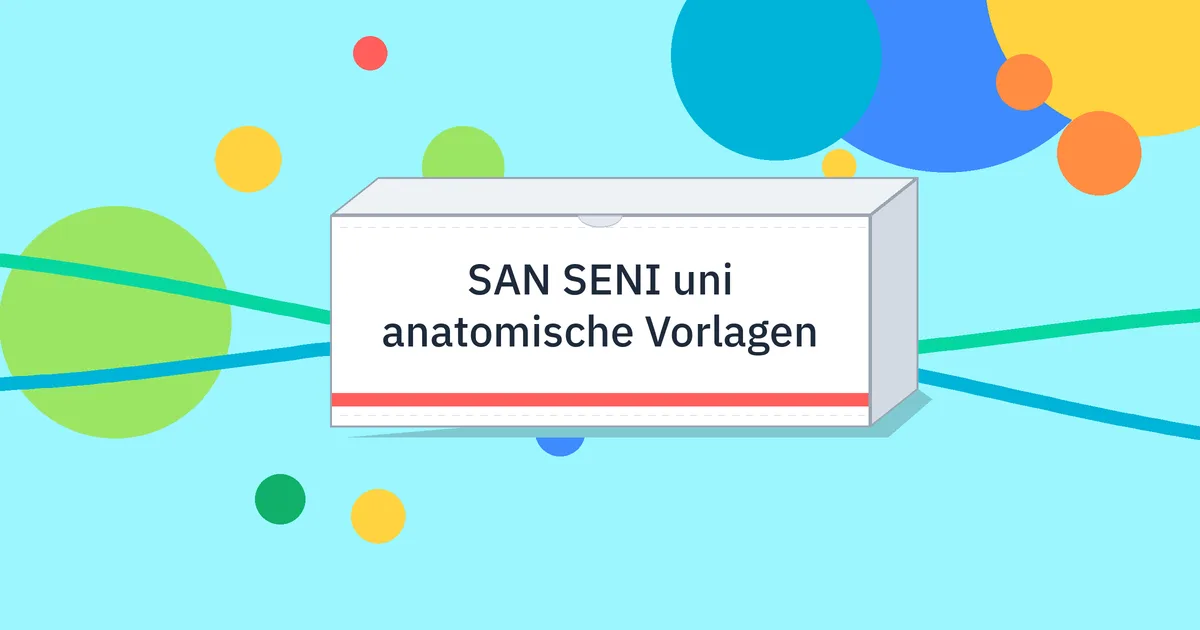 Symbolbild: Packung mit der Aufschrift SAN SENI uni anatomische Vorlagen (PZN 12663800) – Verfügbarkeit und Bezug in Apotheken in Frankfurt am Main