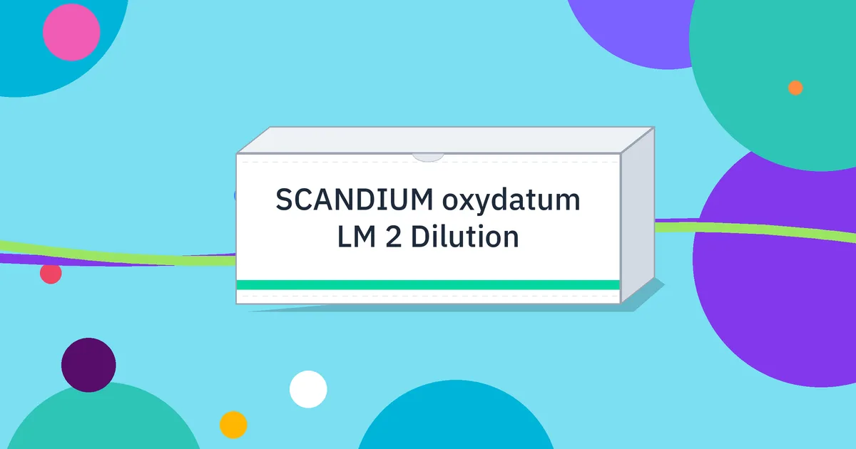 Symbolbild: Packung mit der Aufschrift SCANDIUM oxydatum LM 2 Dilution (PZN 13183404) – Verfügbarkeit und Bezug in Apotheken in Frankfurt am Main