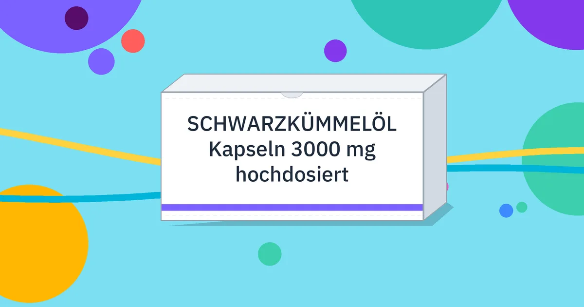 Symbolbild: Packung mit der Aufschrift SCHWARZKÜMMELÖL Kapseln 3000 mg hochdosiert (PZN 19759489) – Verfügbarkeit und Bezug in Apotheken in Frankfurt am Main