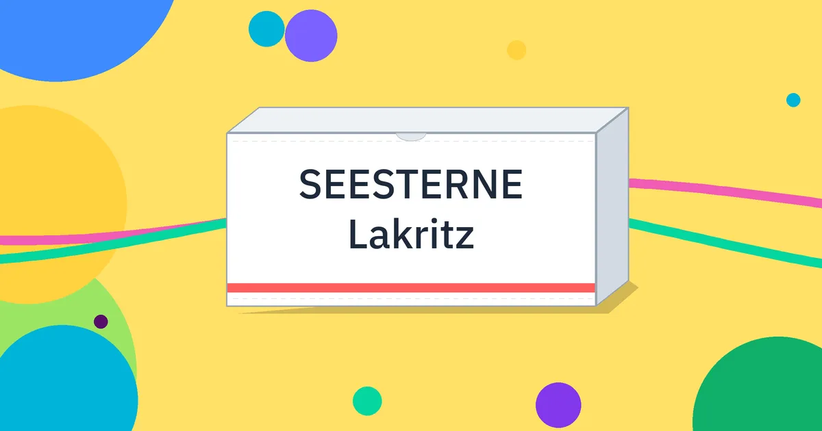 Symbolbild: Packung mit der Aufschrift SEESTERNE Lakritz (PZN 02841382) – Verfügbarkeit und Bezug in Apotheken in Frankfurt am Main