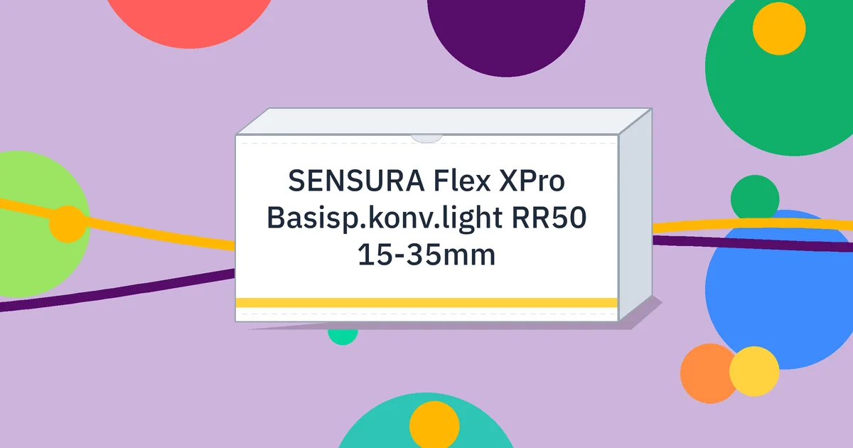 Symbolbild: Packung mit der Aufschrift SENSURA Flex XPro Basisp.konv.light RR50 15-35mm (PZN 09012281) – Verfügbarkeit und Bezug in Apotheken in Frankfurt am Main