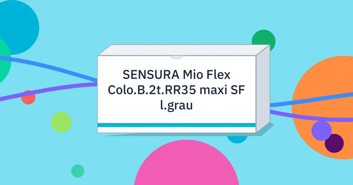 Symbolbild: Packung mit der Aufschrift SENSURA Mio Flex Colo.B.2t.RR35 maxi SF l.grau (PZN 10202087) – Verfügbarkeit und Bezug in Apotheken in Frankfurt am Main