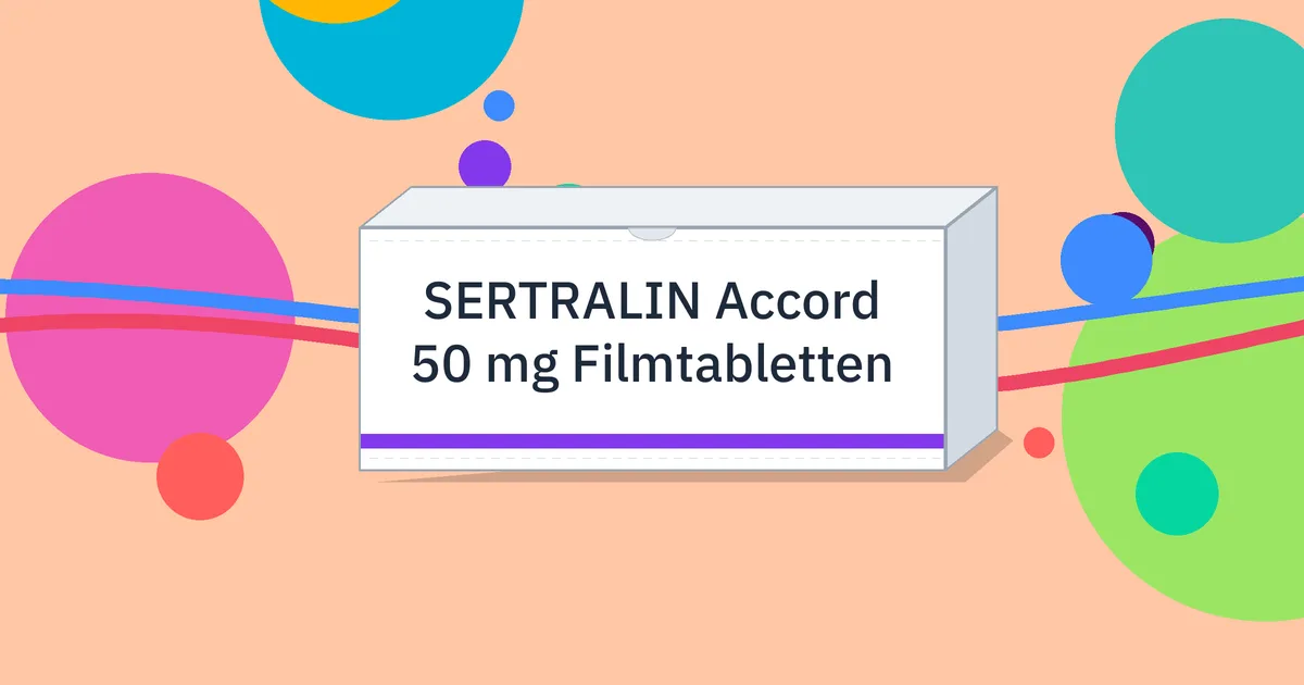 Symbolbild: Packung mit der Aufschrift SERTRALIN Accord 50 mg Filmtabletten (PZN 13978977) – Verfügbarkeit und Bezug in Apotheken in Frankfurt am Main