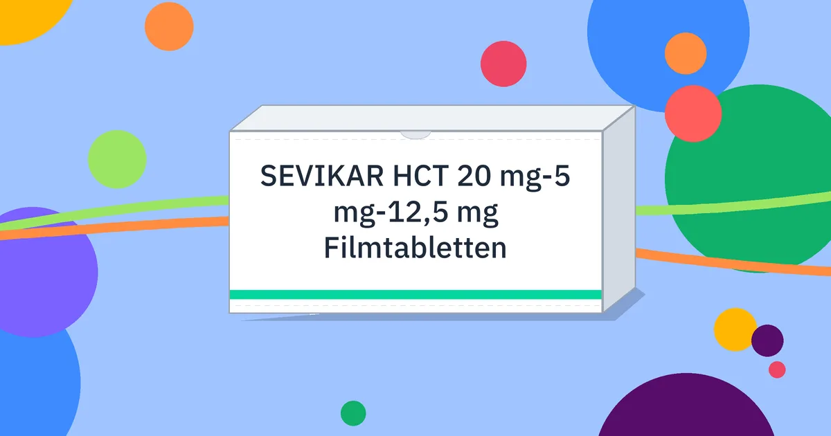 Symbolbild: Packung mit der Aufschrift SEVIKAR HCT 20 mg-5 mg-12,5 mg Filmtabletten (PZN 15639340) – Verfügbarkeit und Bezug in Apotheken in Frankfurt am Main