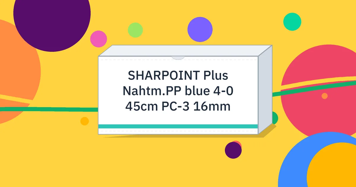 Symbolbild: Packung mit der Aufschrift SHARPOINT Plus Nahtm.PP blue 4-0 45cm PC-3 16mm (PZN 17985477) – Verfügbarkeit und Bezug in Apotheken in Frankfurt am Main