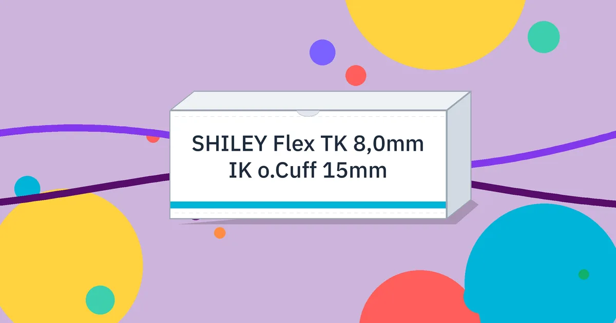 Symbolbild: Packung mit der Aufschrift SHILEY Flex TK 8,0mm IK o.Cuff 15mm (PZN 12533173) – Verfügbarkeit und Bezug in Apotheken in Frankfurt am Main