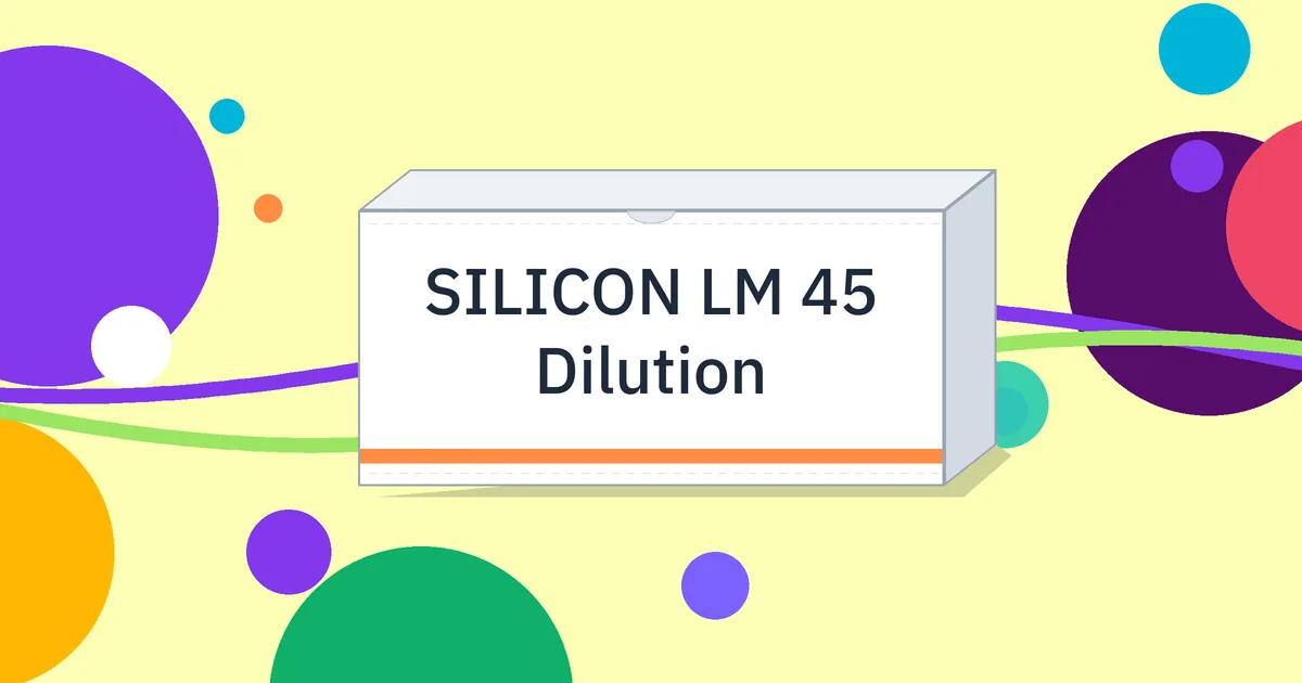 Symbolbild: Packung mit der Aufschrift SILICON LM 45 Dilution (PZN 13678608) – Verfügbarkeit und Bezug in Apotheken in Frankfurt am Main