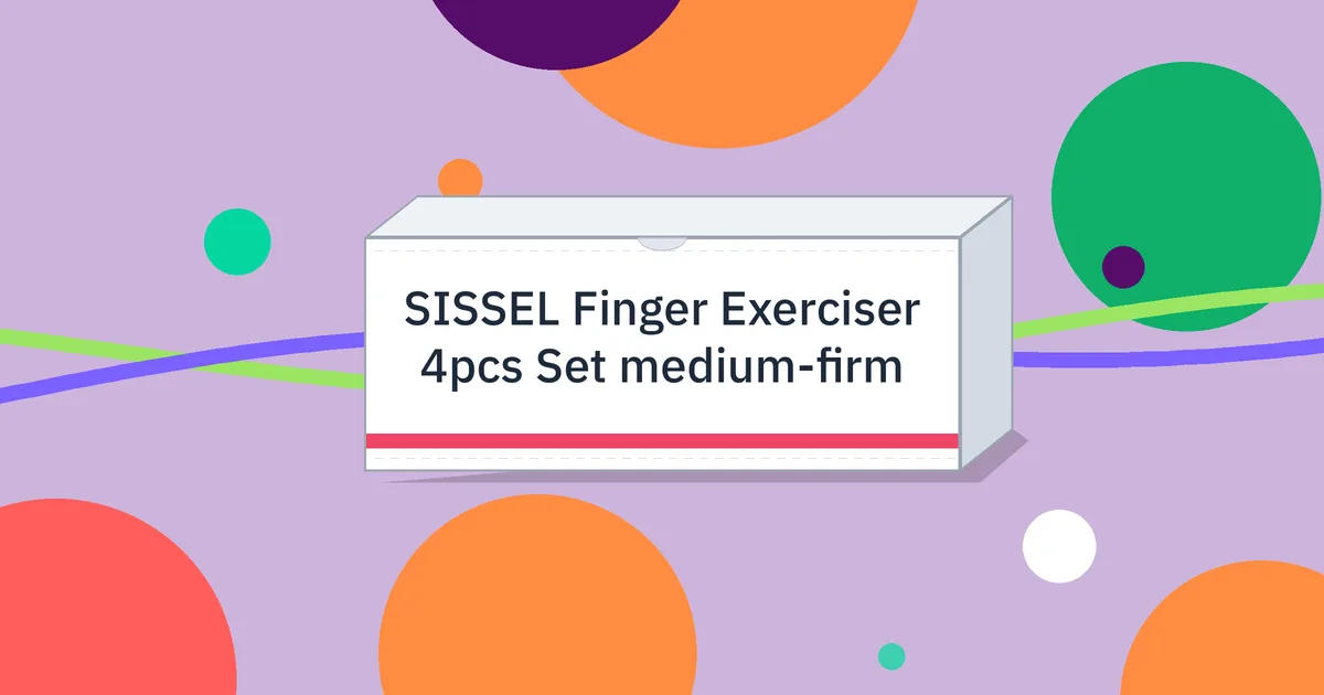 Symbolbild: Packung mit der Aufschrift SISSEL Finger Exerciser 4pcs Set medium-firm (PZN 13765922) – Verfügbarkeit und Bezug in Apotheken in Frankfurt am Main